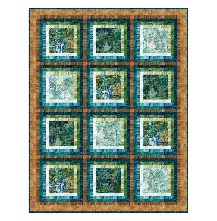 Cedar Log Cabin in Cedarcrest Falls QUILT KIT - Northcott — Kingfisher ...